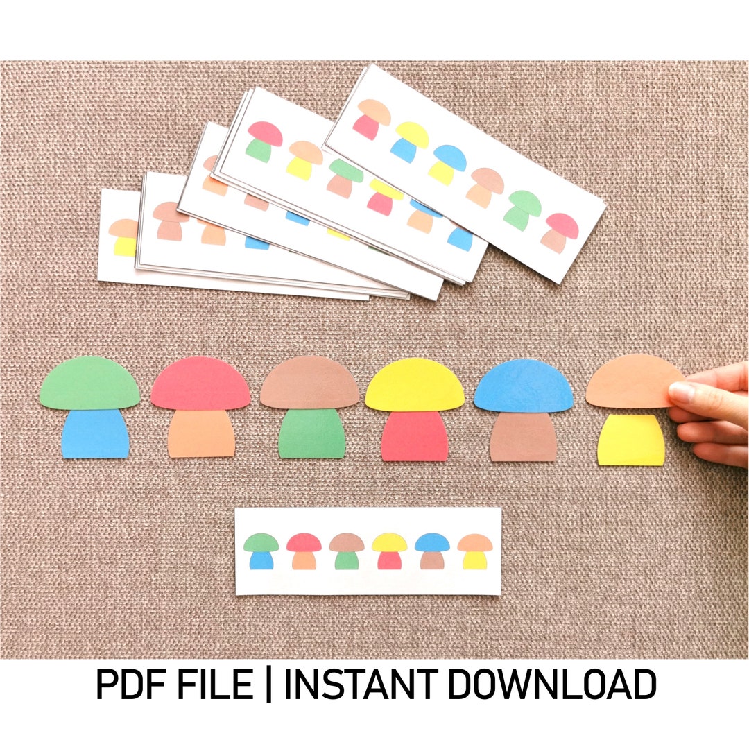 Mushrooms Pattern Activity Pack Printable Matching Game, Cognitive ...