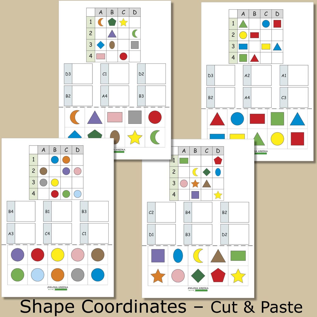 Coordinate Grid Activity for Kindergarten | Cut and Paste Shape ...