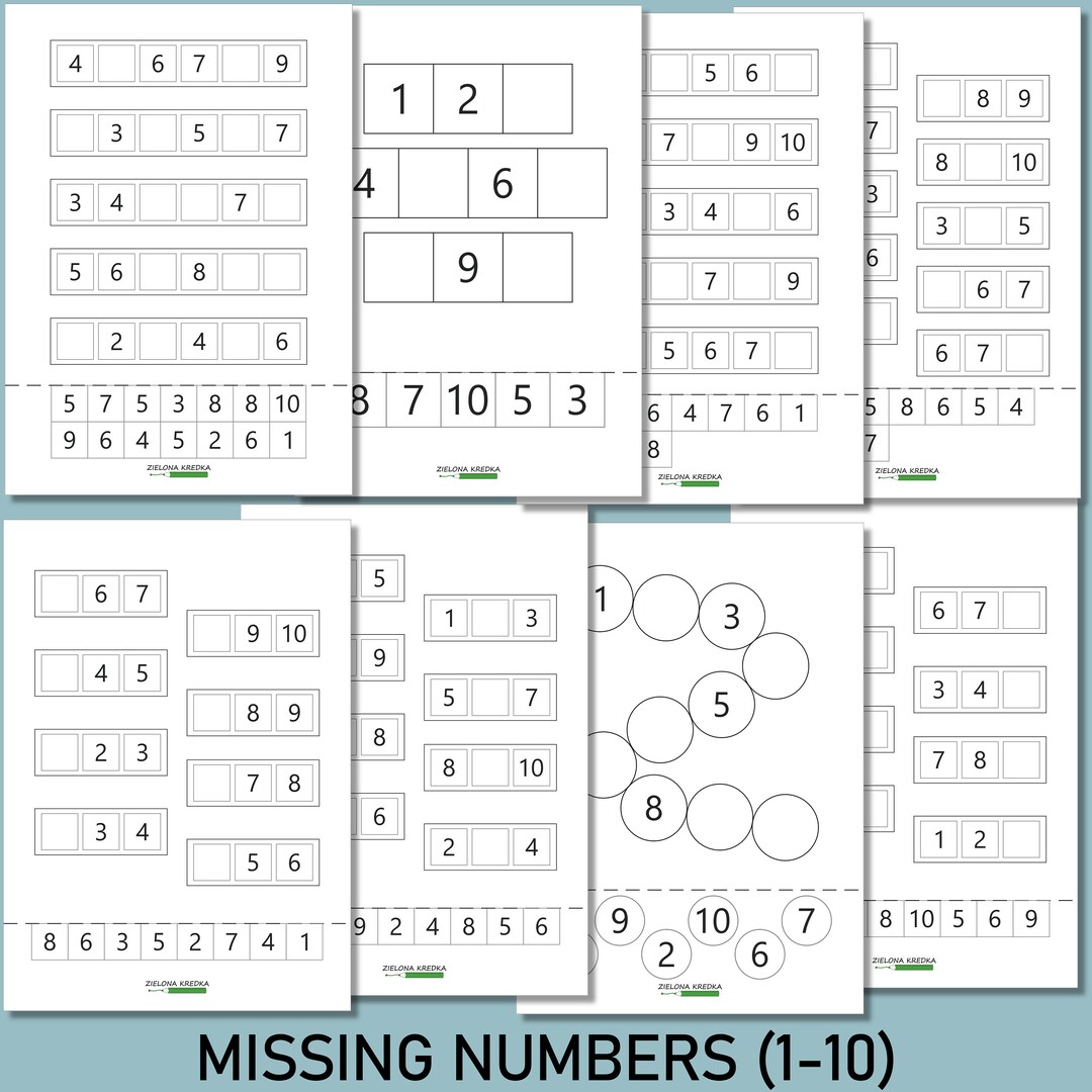 Missing Numbers (counting to 10), Numbers 1-10, Printable Math ...