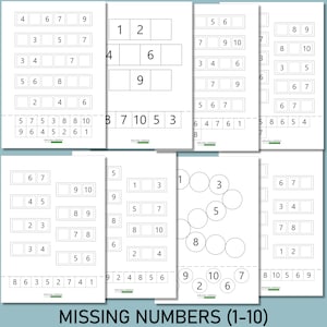 Missing Numbers (counting to 10), Numbers 1-10, Printable Math ...