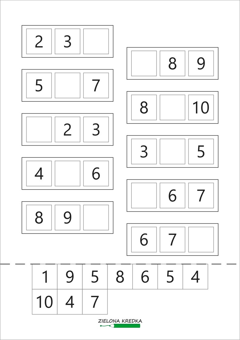 Missing Numbers (counting to 10), Numbers 1-10, Printable Math ...