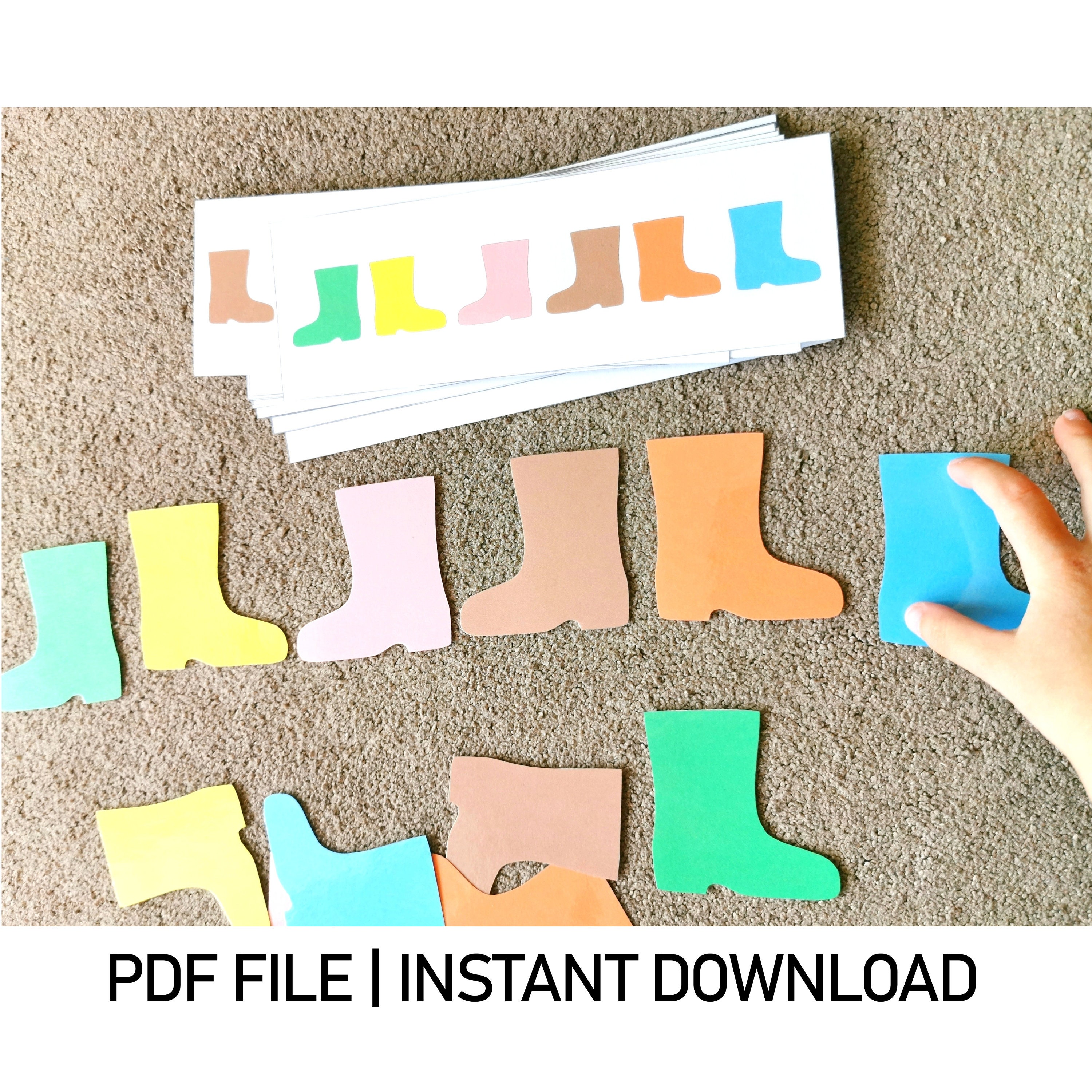 Rain Boots Pattern Matching Game | Printable Preschool Puzzle | Color ...