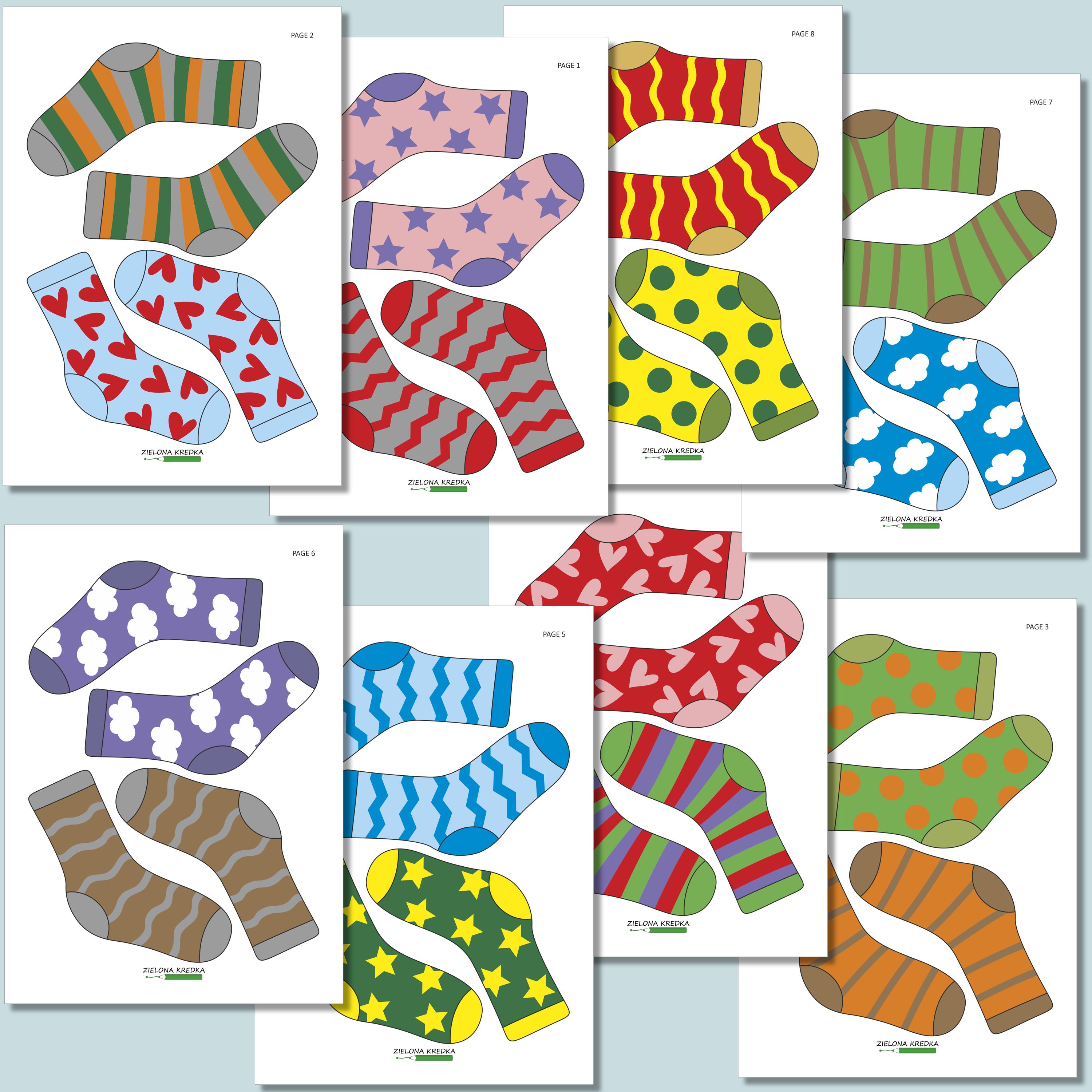 Sock Matching Game, Color & Pattern Matching Activity, Preschool ...