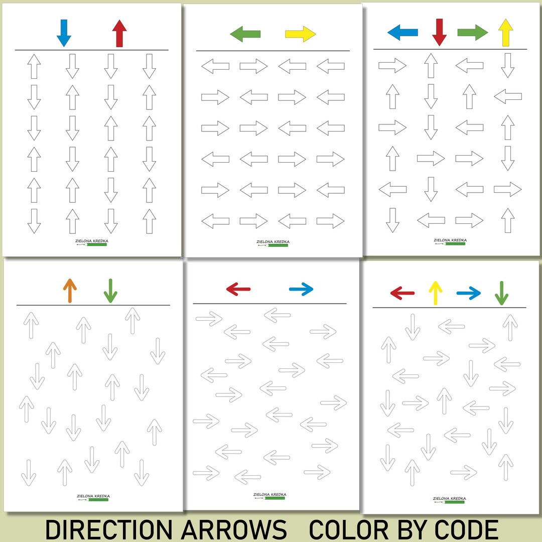 Direction Arrows Coloring Worksheets | Color by Code Activity ...