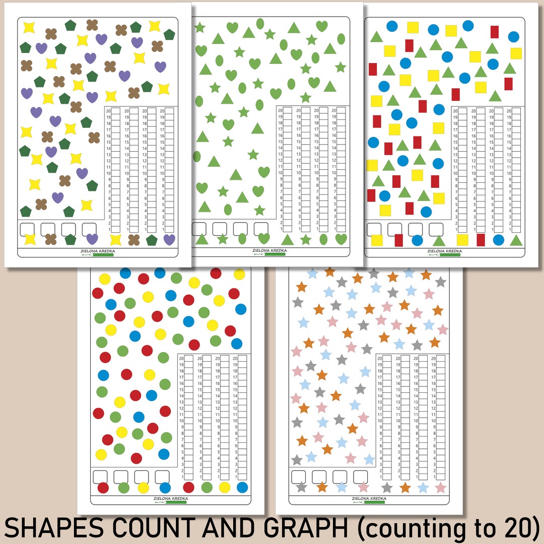 Shapes Count and Graph (counting to 20), Printable Activity for Kids ...