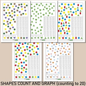 Shapes Count and Graph (counting to 20), Printable Activity for Kids ...