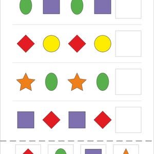 Shapes AB Patterns, Printable Worksheets Set, Kids Learning Activity ...