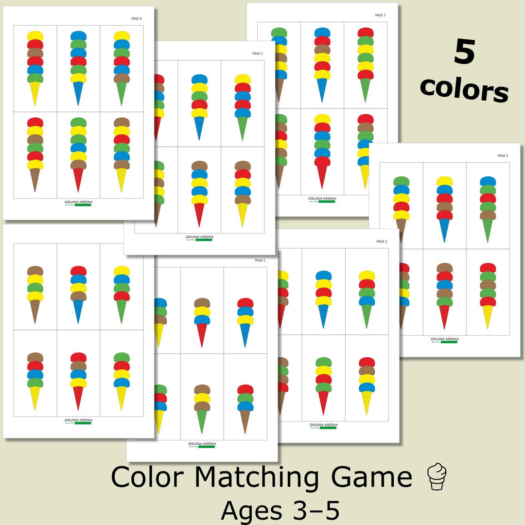 Ice Cream Matching Game for Kids | Color Matching Activity Printable ...