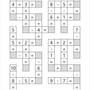 Math Crosswords: Addition & Subtraction Within 10 | Printable Puzzles ...