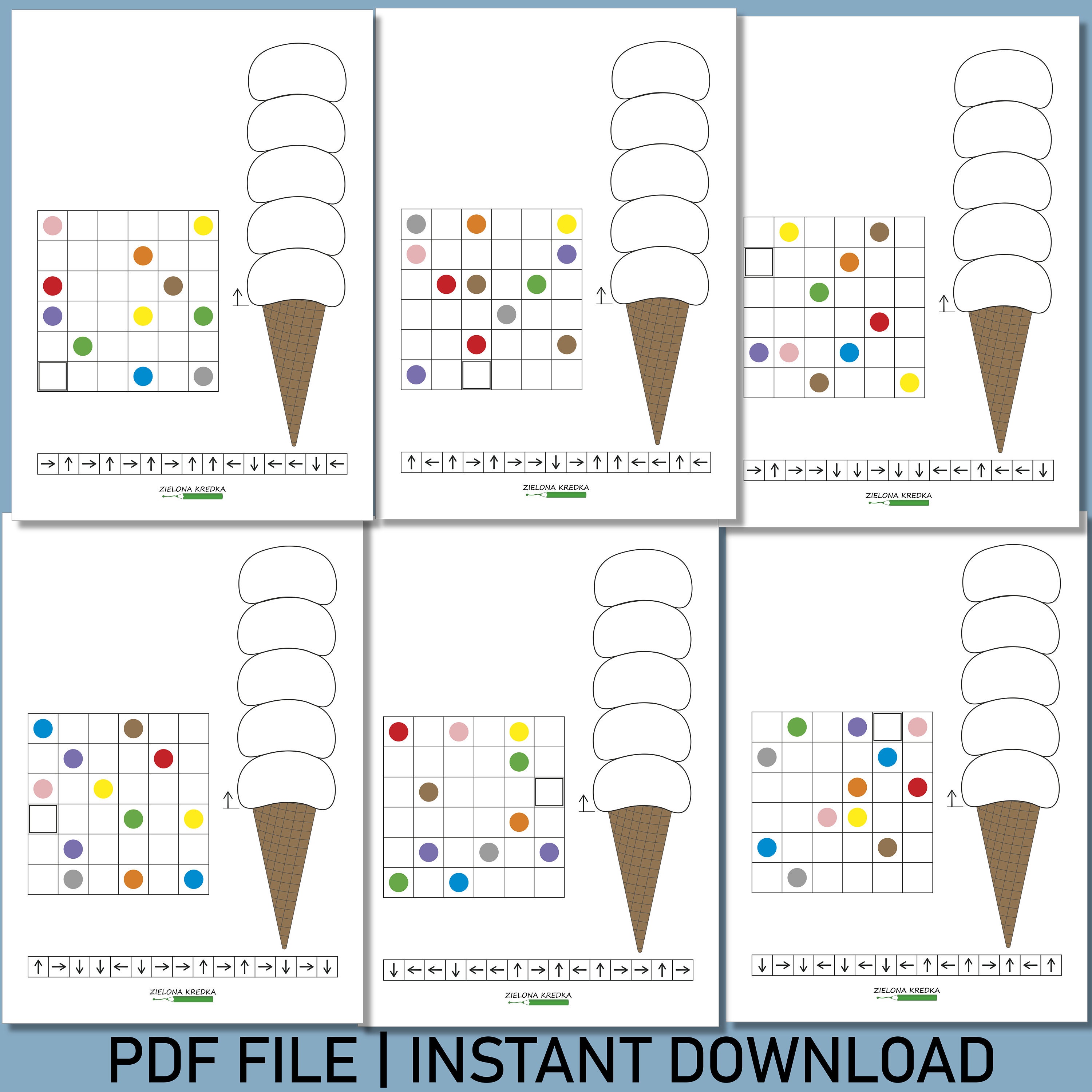 Ice Cream Coding Path & Scoops Coloring | Color by Code for Kids ...