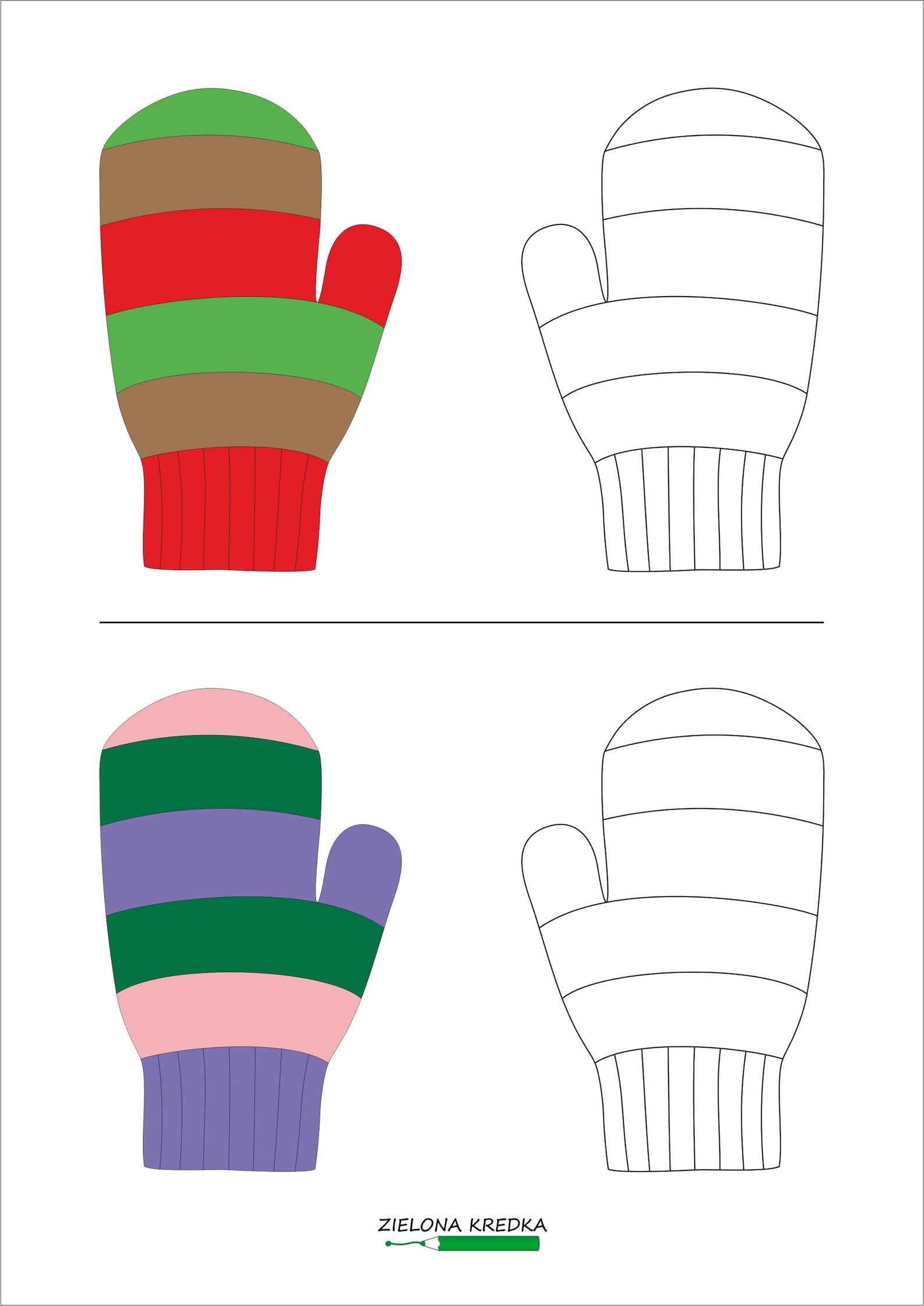 Colorful Winter Gloves, Printable Worksheets, Printable Activity for ...