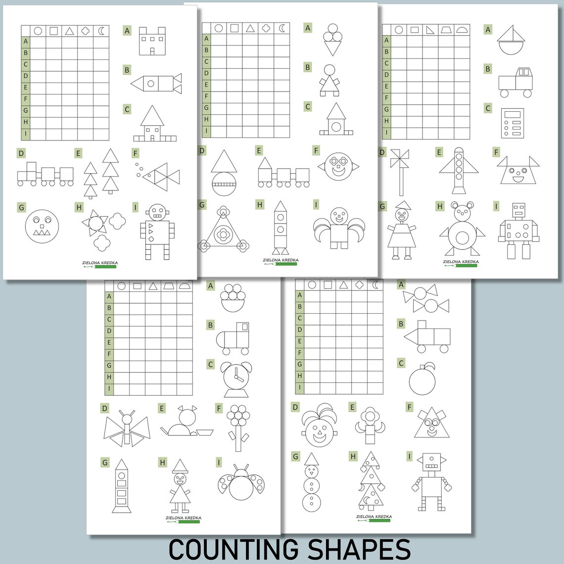 Counting Shapes Worksheets | Printable Math Activity for Kids | Learn ...