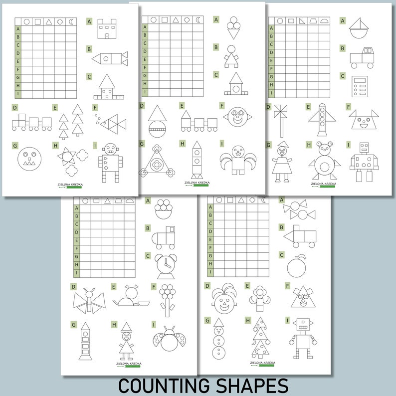Counting Shapes, Printable Math Worksheets, Printable Activity for Kids ...