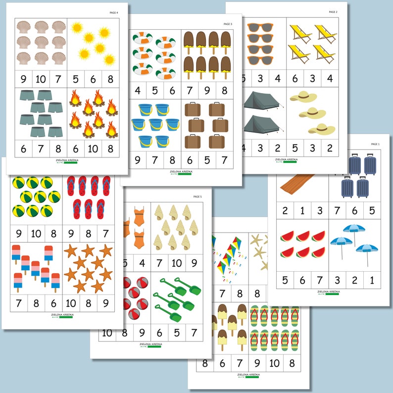 Summer Count and Clip Cards | Printable Kids Activity | Counting 1–10 ...