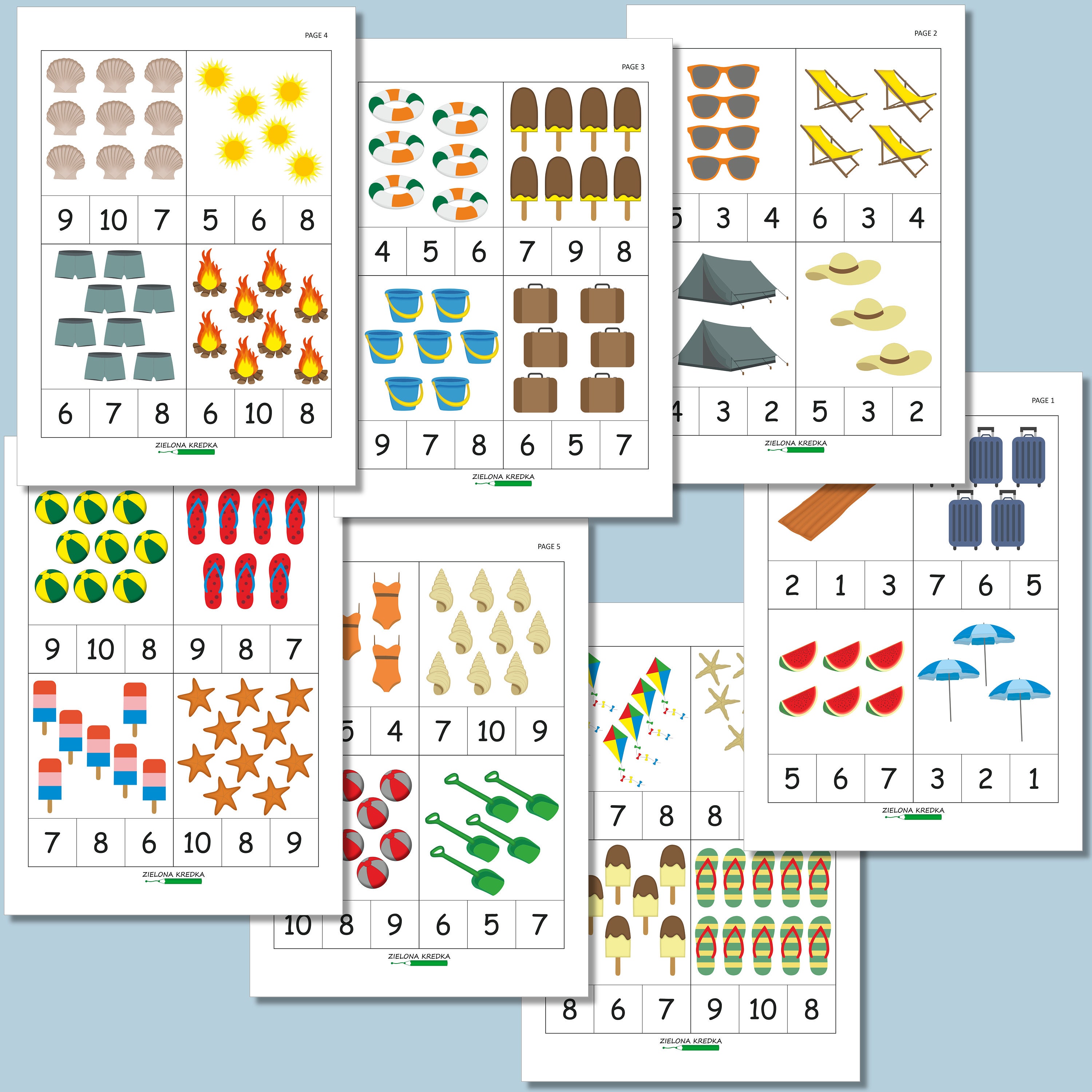 Summer Count and Clip Cards | Printable Kids Activity | Counting 1–10 ...
