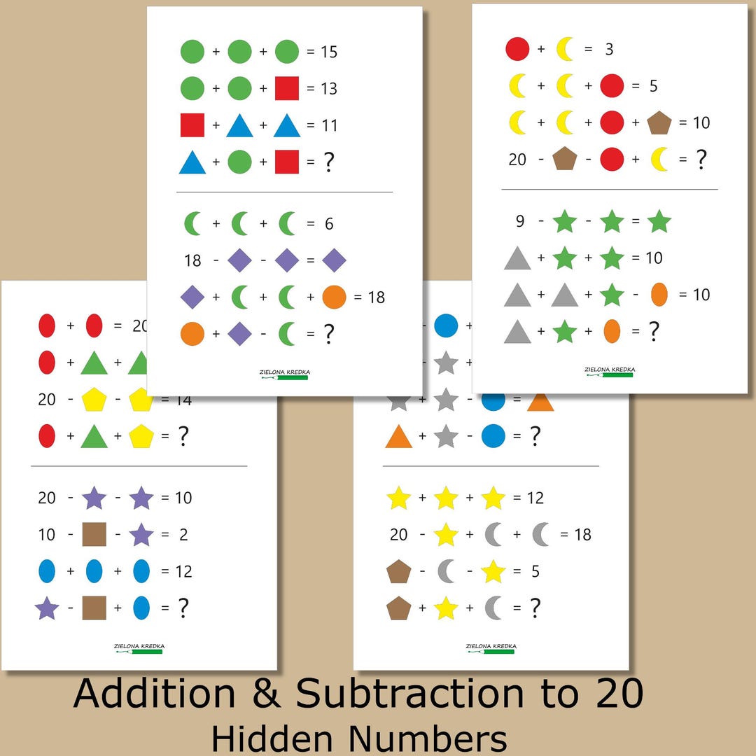 Addition and Subtraction Worksheets to 20 | Hidden Numbers Math ...