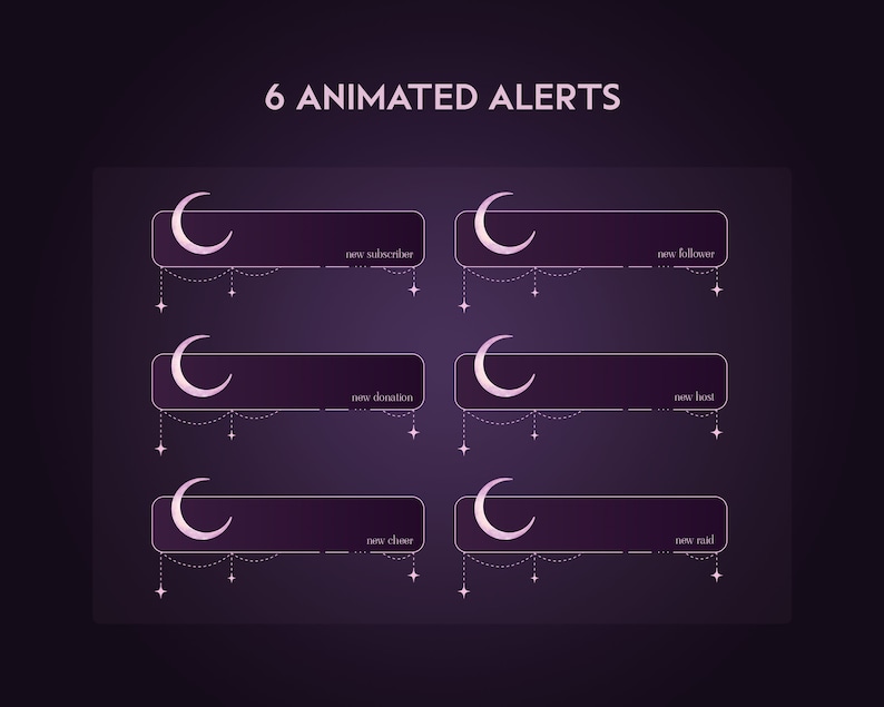 Dark Celestial Moon Animated Stream Pack | Night Minimal Dreamy ...