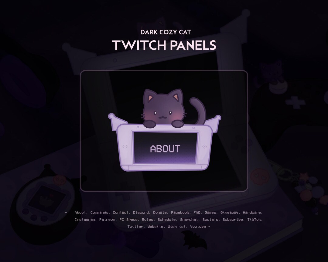 Dark Cozy Cat Twitch Panels | Dark Witch Black Cat Panel Set | Gaming ...