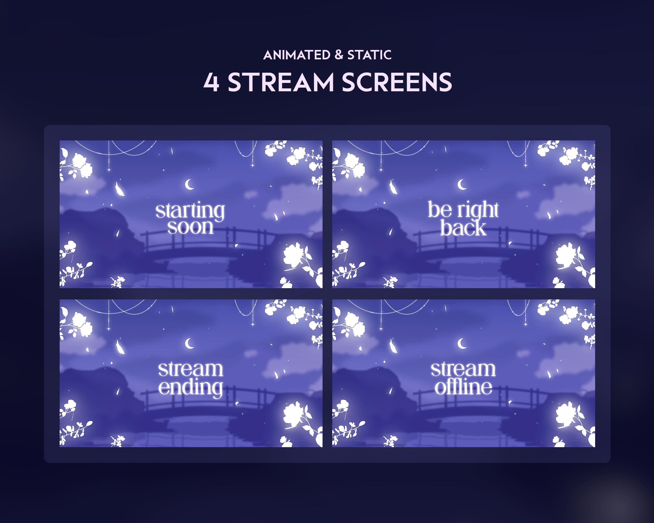 Dreamy Flower Animated Stream Pack | Night Sakura River | Purple Twitch ...