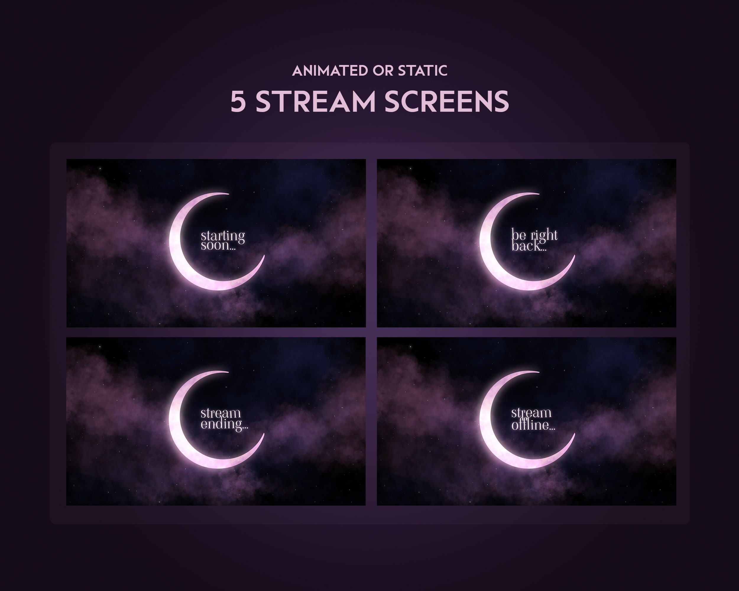 Dark Celestial Moon Animated Stream Pack | Night Minimal Dreamy ...