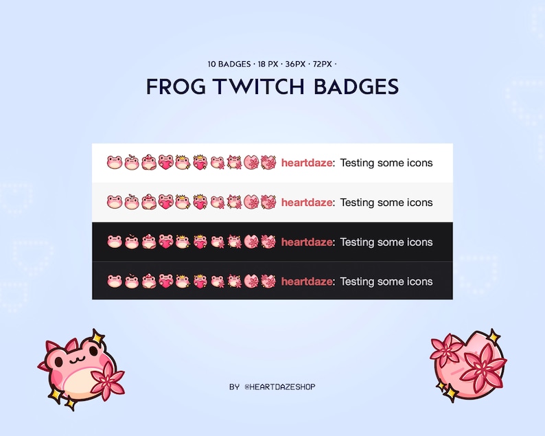Cute Soft Frog Sub Bit Badges | Kawaii Pink Heart Emotes | Streamer ...