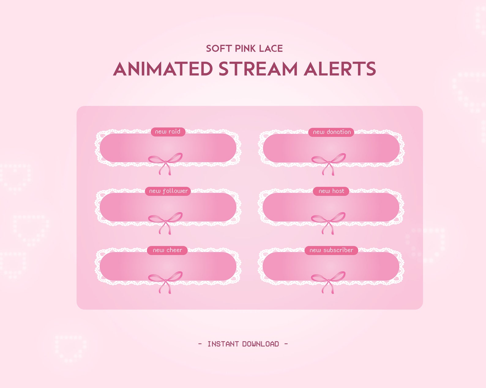 Animated Pink Ribbon Lace Stream Alerts | Cozy Simple Coquette Cute ...