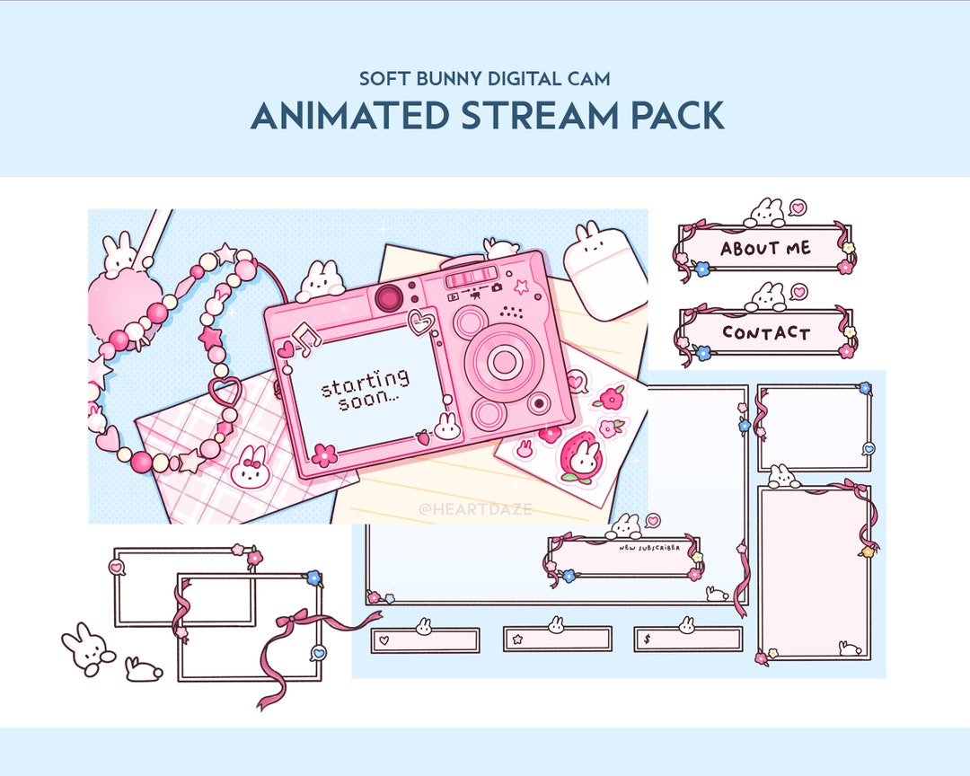 Animated Bunny Digital Cam Stream Pack | Pastel Y2K Lofi Cozy | Cute ...