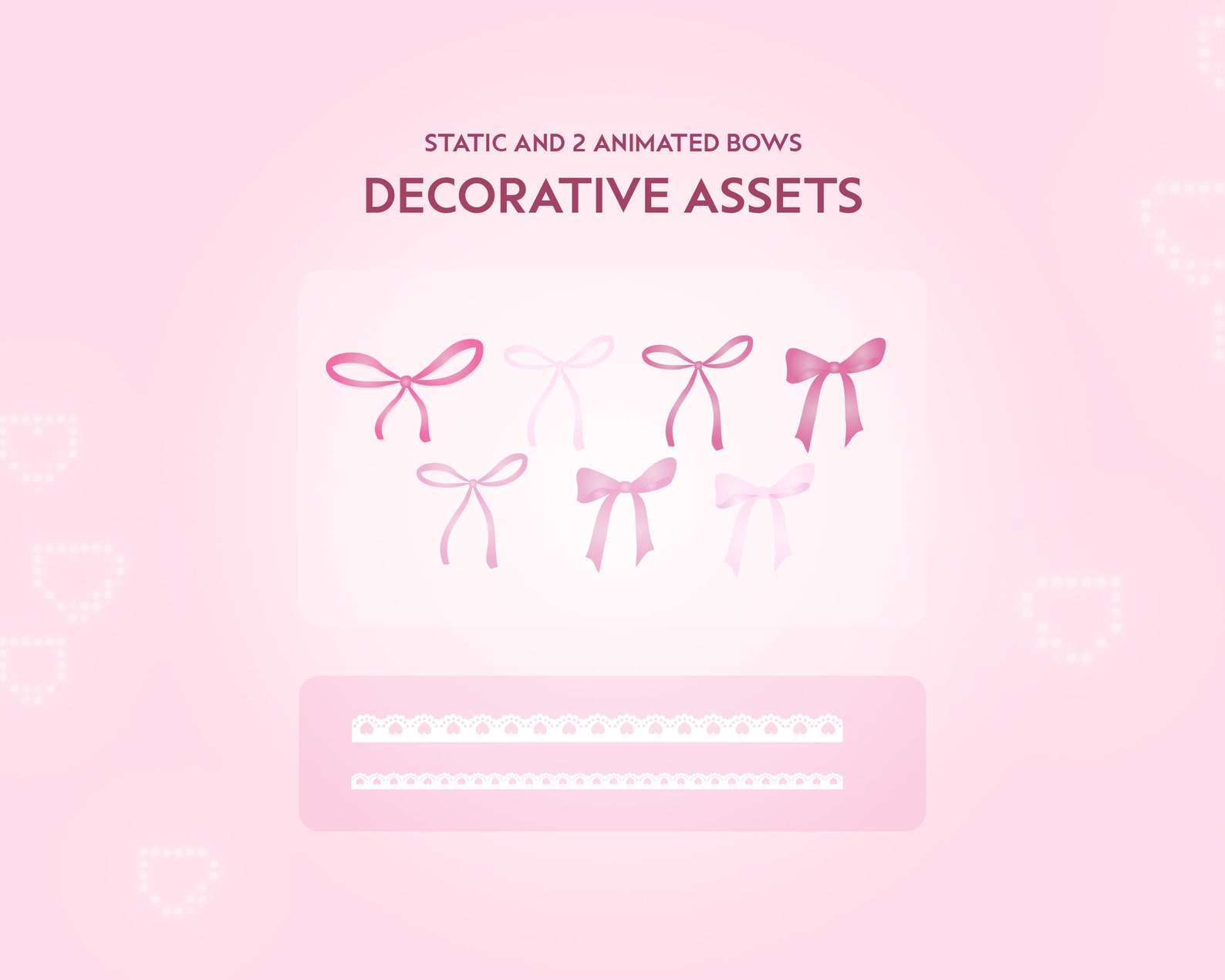 Pink Lace Heart Animated Stream Pack | Cute Coquette Ribbon Twitch ...
