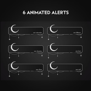 Black Starry Moon Animated Stream Pack | Night Minimal Dark Cloud ...