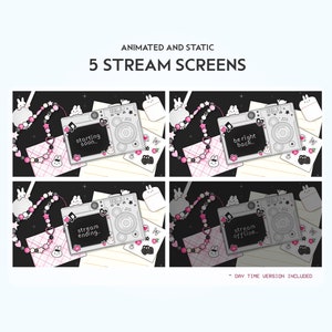 Animated Bunny Y2K Digital Cam Stream Pack | Black Minimal Lofi Cozy ...