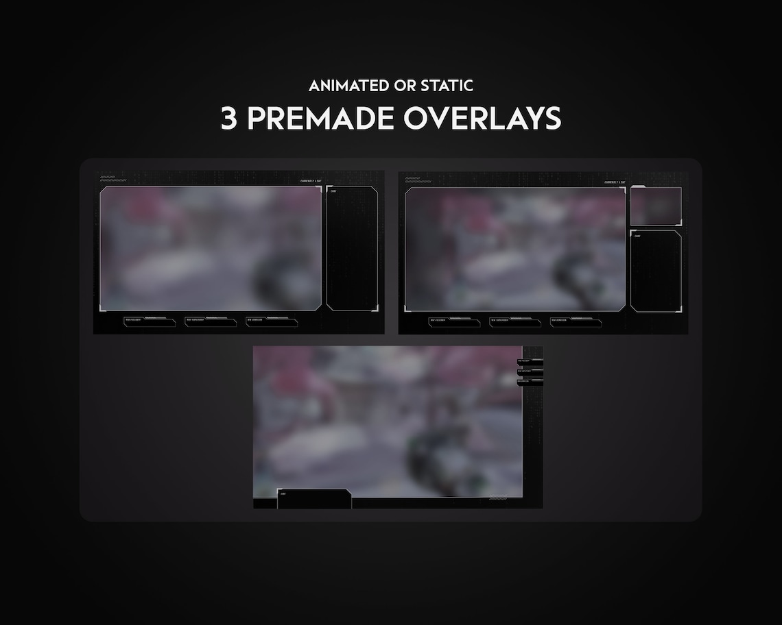 Black & White Cyber Animated Stream Pack Dark Minimal Clean Tech Twitch ...