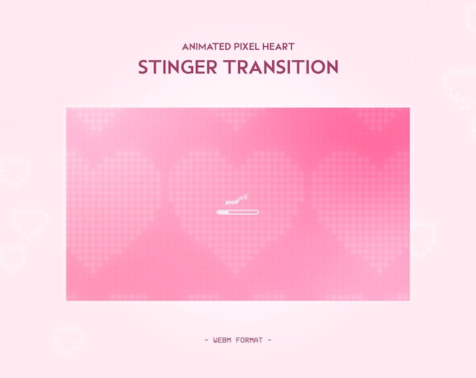 Heart Pixel Pink Stinger Transition | Loading Cute Minimalist Clean ...