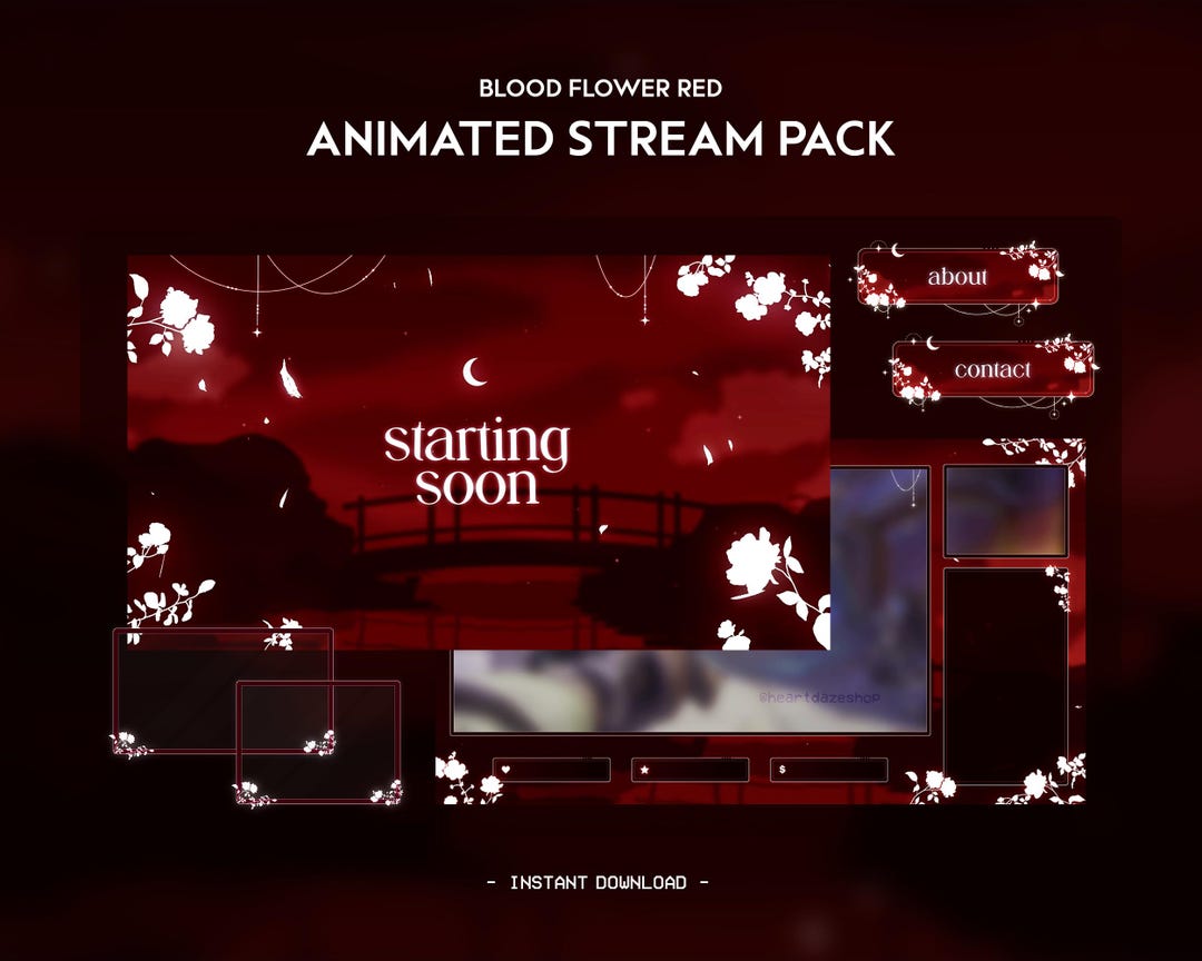 Blood Flowers Animated Stream Pack | Dark Goth Vampire | Japanese ...