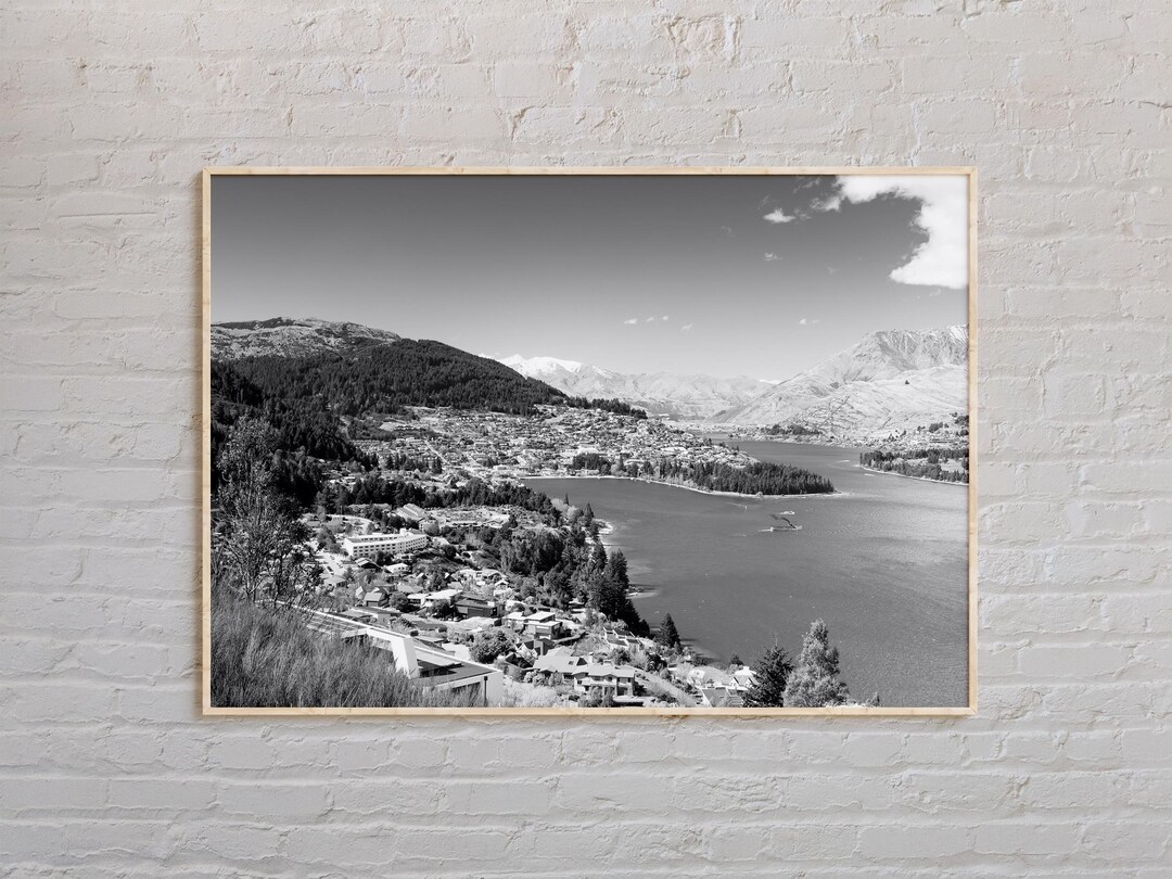 Black and White, Queenstown Print, Queenstown Art, Queenstown Poster ...