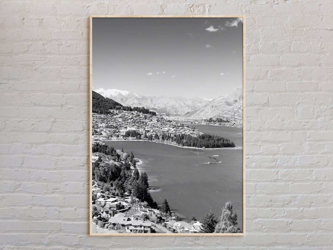 Black and White, Queenstown Print, Queenstown Art, Queenstown Poster ...