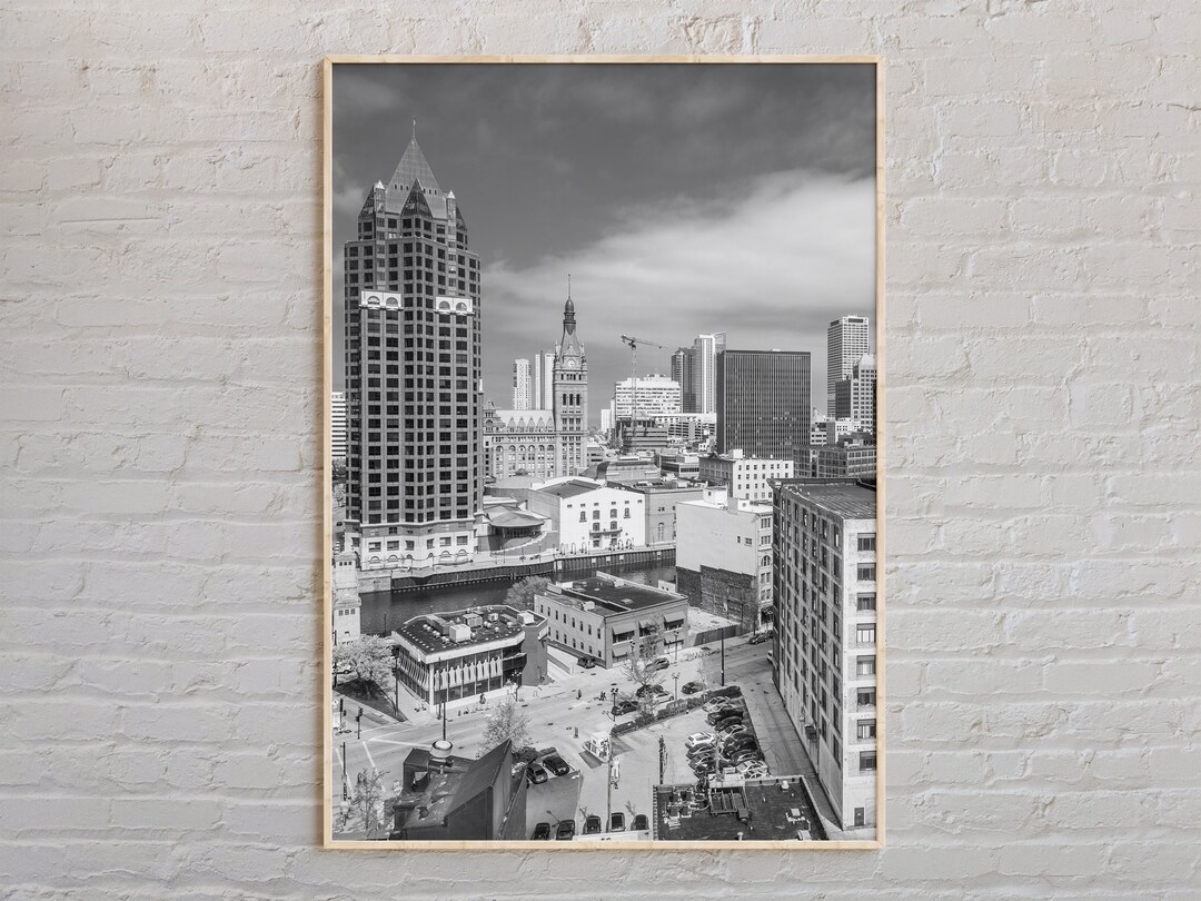 Black and White, Milwaukee Print, Milwaukee Wall Art, Milwaukee Poster ...