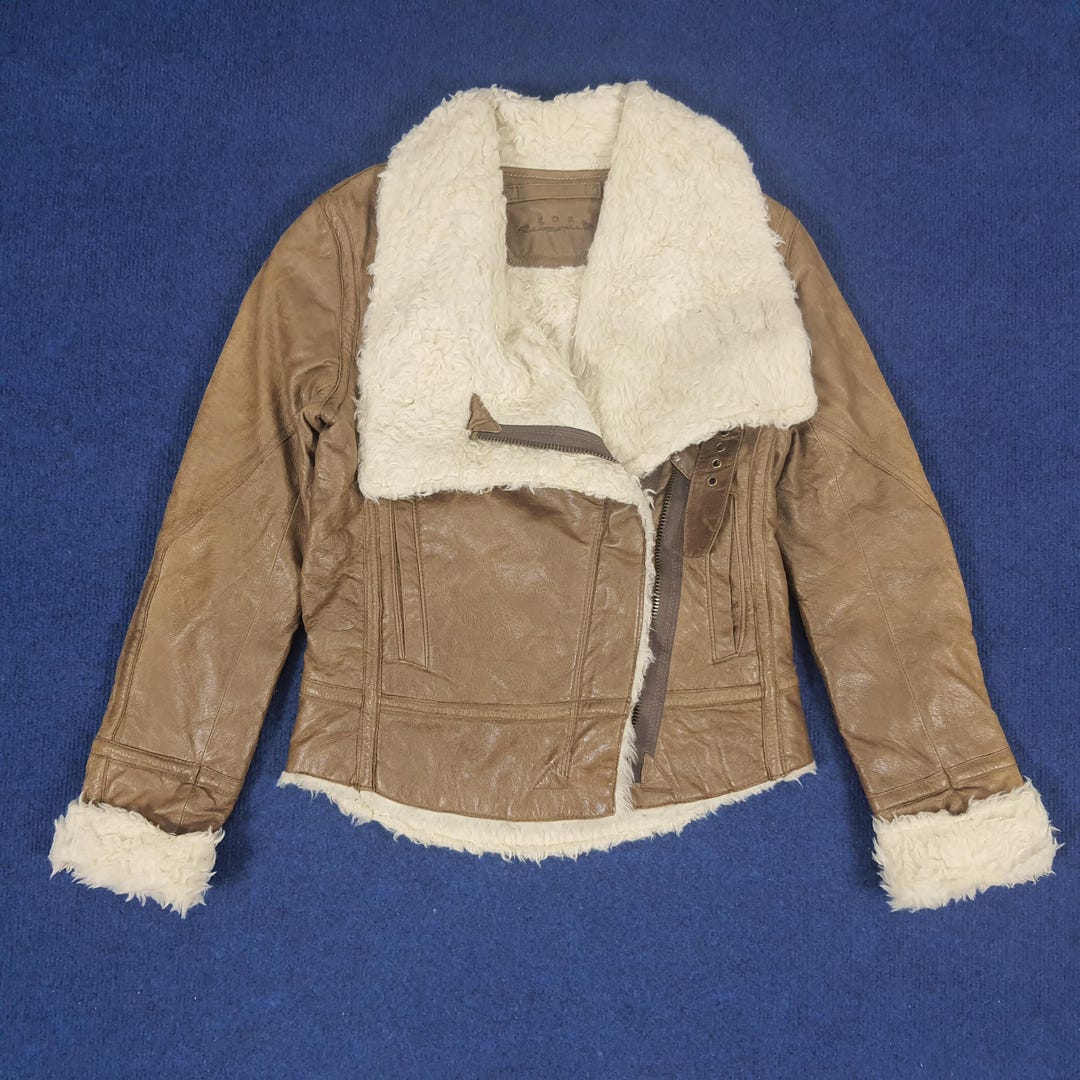 Vintage Goa Japanese Brand Leather Fleece Jacket - Etsy