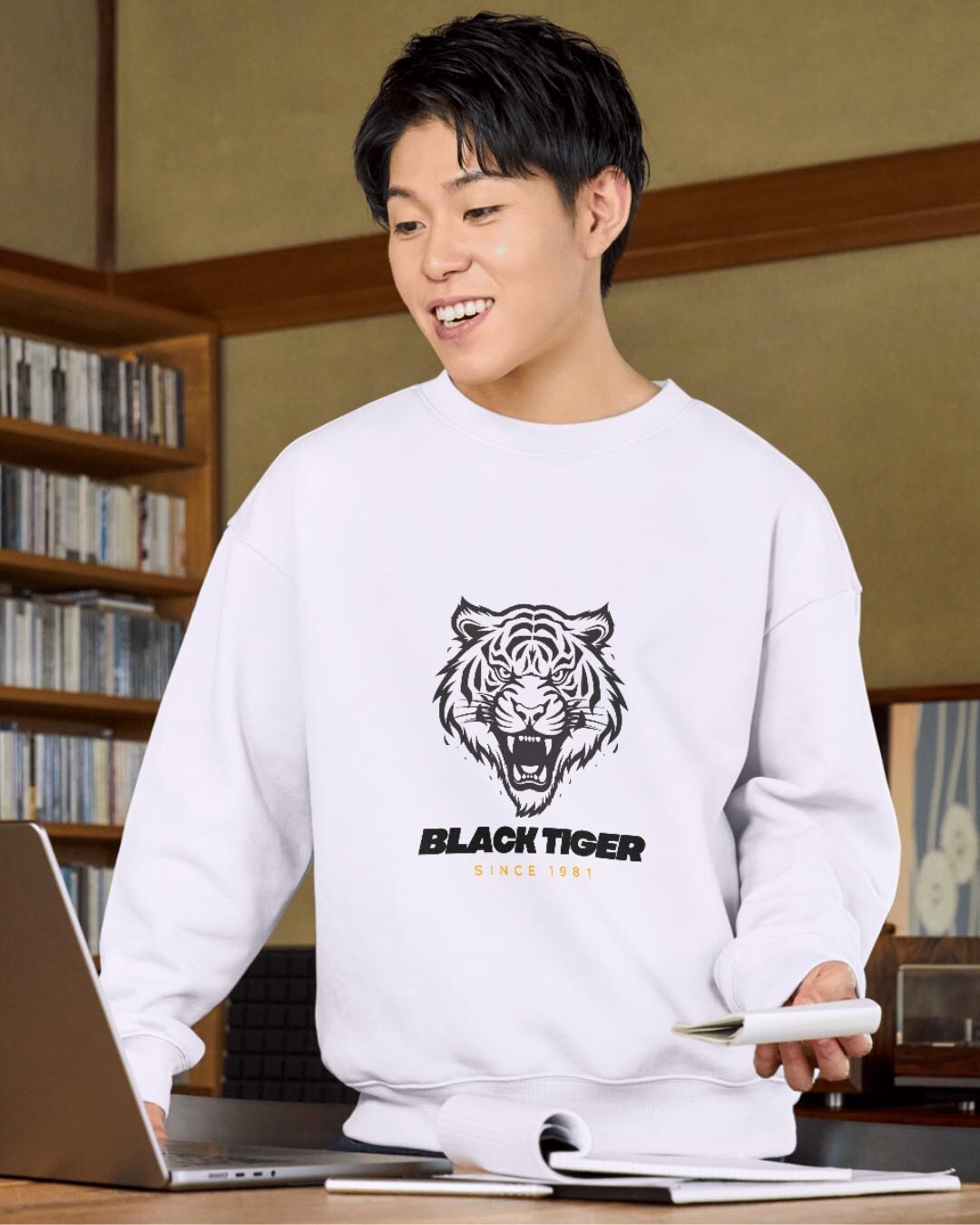 Black Tiger T-shirt Mockup: Monochrome Art, Digital Print (digital ...