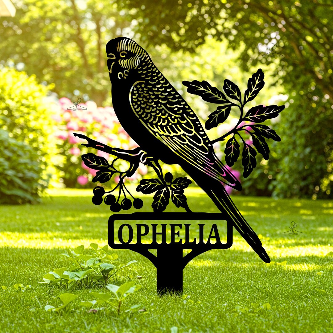 Custom Bird Garden Sign | Metal Budgie Yard Decor | Personalized Gift ...