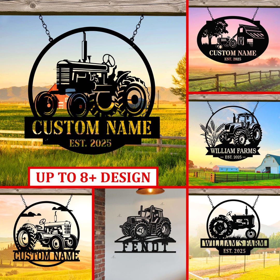 Personalized Tractor Wall Art, Custom Farmhouse Sign, Farm Owner Gift ...