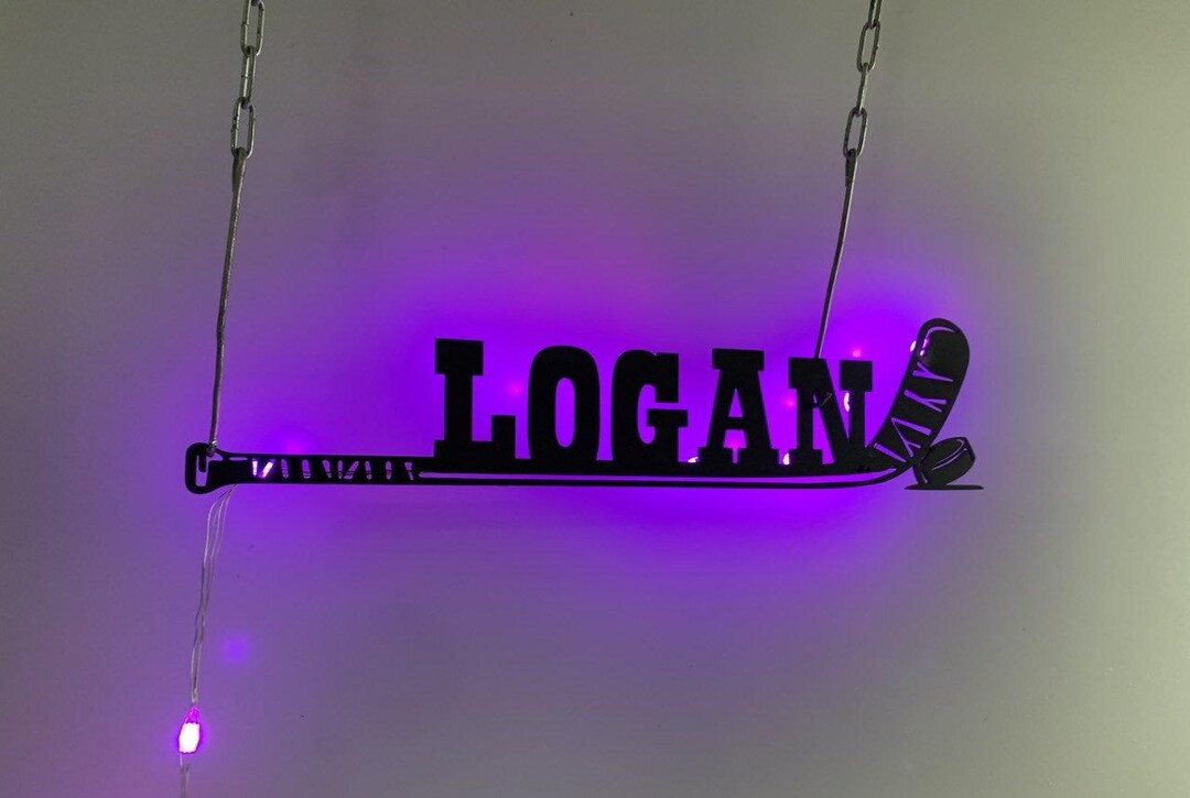 Hockey Stick With Name Sign Custom Hockey Player Name Metal Wall Art ...