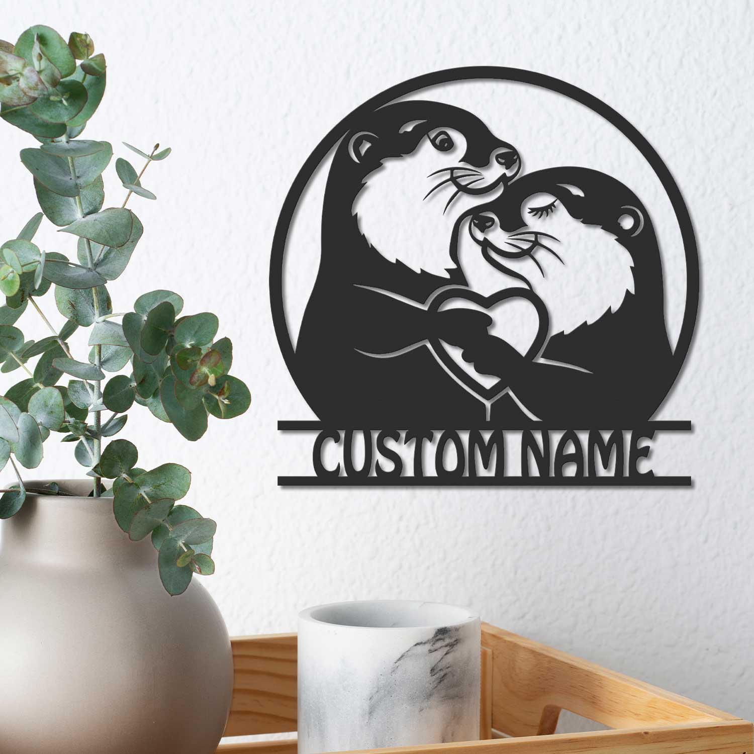 Personalized Led River Otter Metal Sign Art, Custom Otter Metal Sign ...