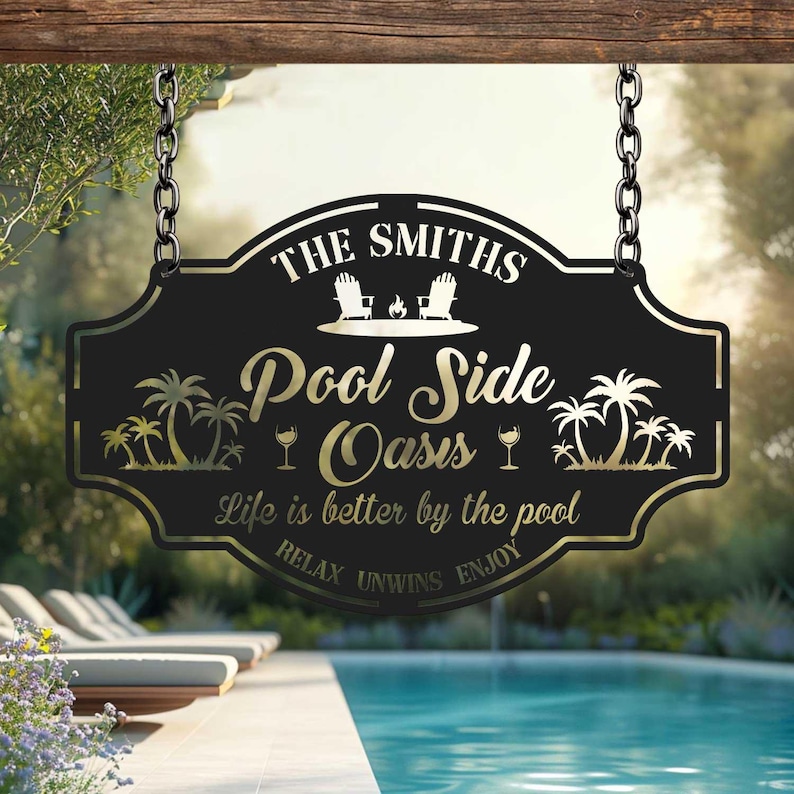 Personalized Family Poolside Oasis Sign,swimming Pool Metal Sign ...