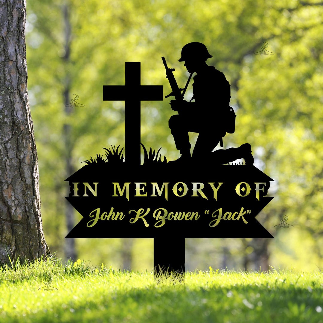 In Memory of Soldier Metal Sign, Custom Veteran Grave Marker,military ...