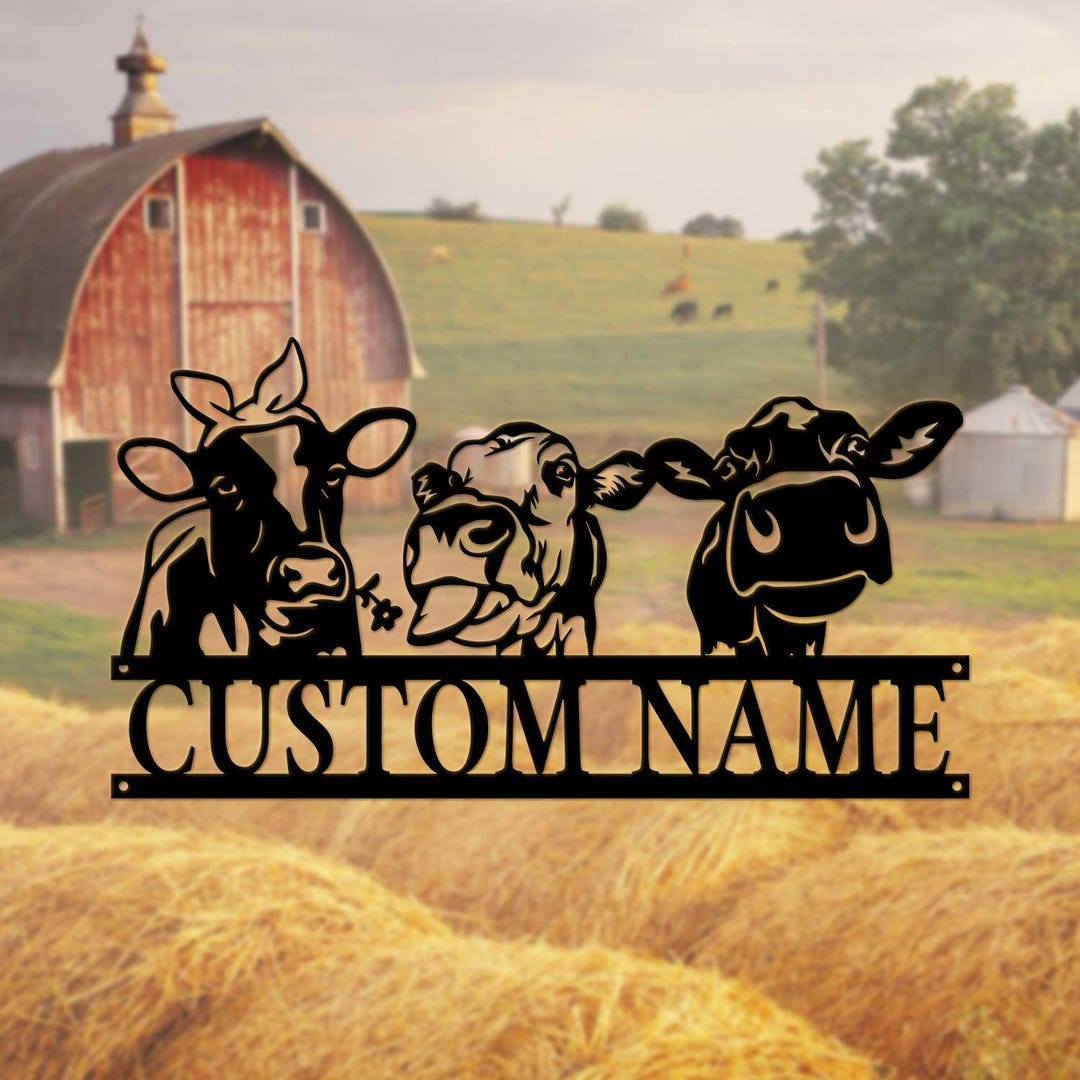 Cow Metal Sign Personalized,cow Cattle Metal Wall Art,custom Cow Farm ...