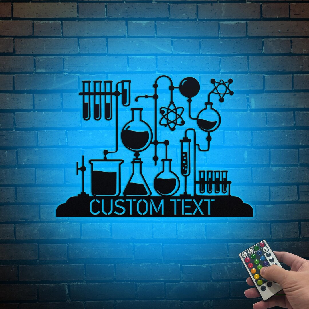 Personalized Chemistry Teacher Metal Sign Led Light, Chemist Name Sign, Science Teacher Sign ...