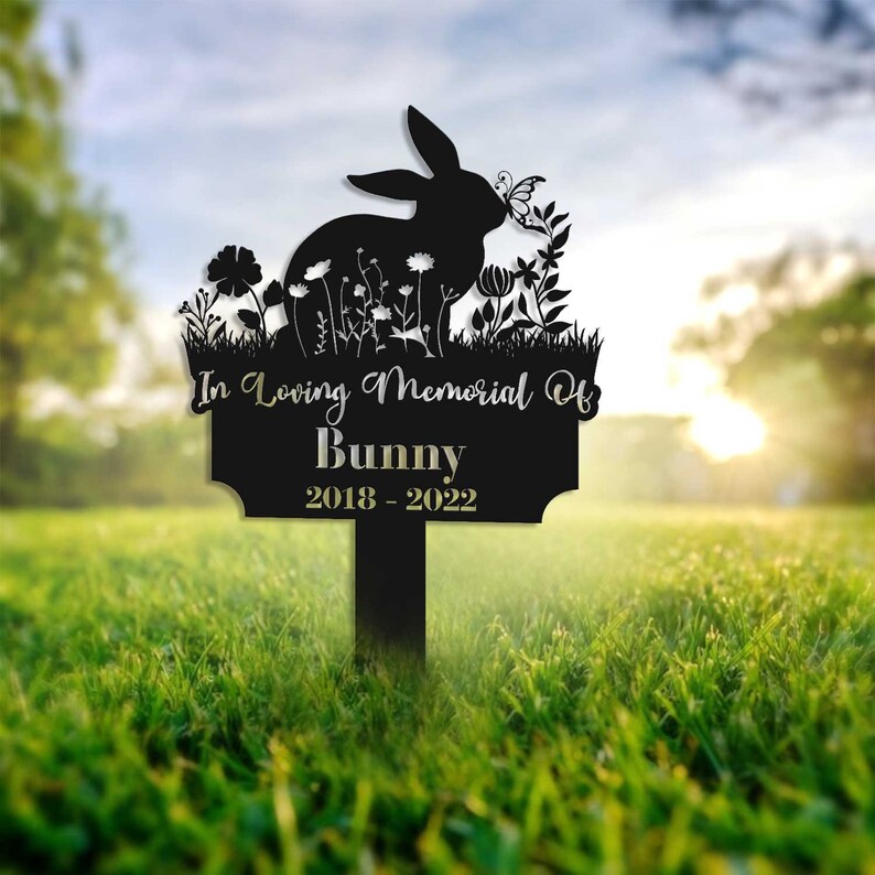 Bunny Memorial Stake Custom, Pet Rabbit Memorial, Metal Pet Stake Bunny ...