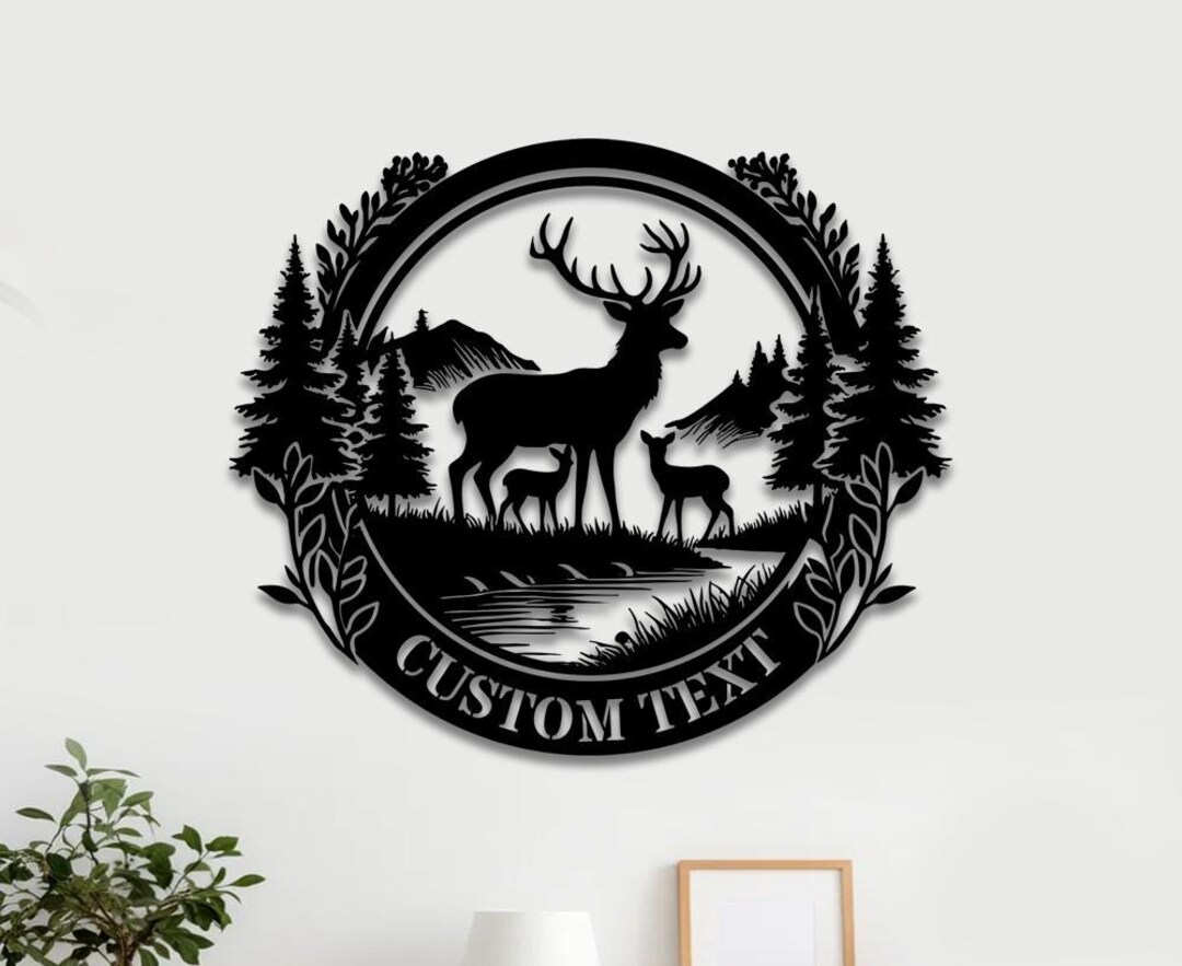 Custom Metal Deer Sign Wall Art, Deer Cabin Signs, Cabin Sign, Lodge ...