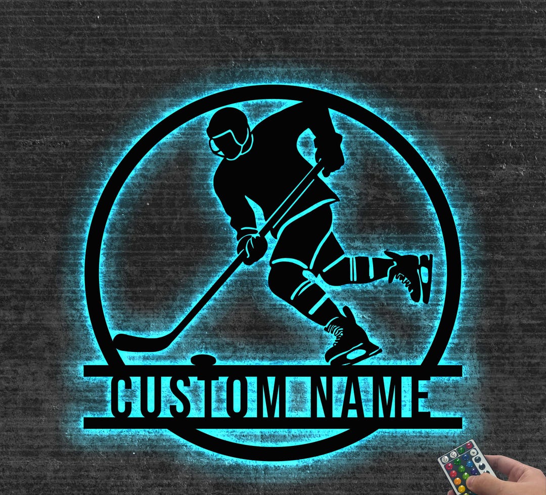 Personalized Hockey Metal Sign With Led Lights, Hockey Coach Gift ...