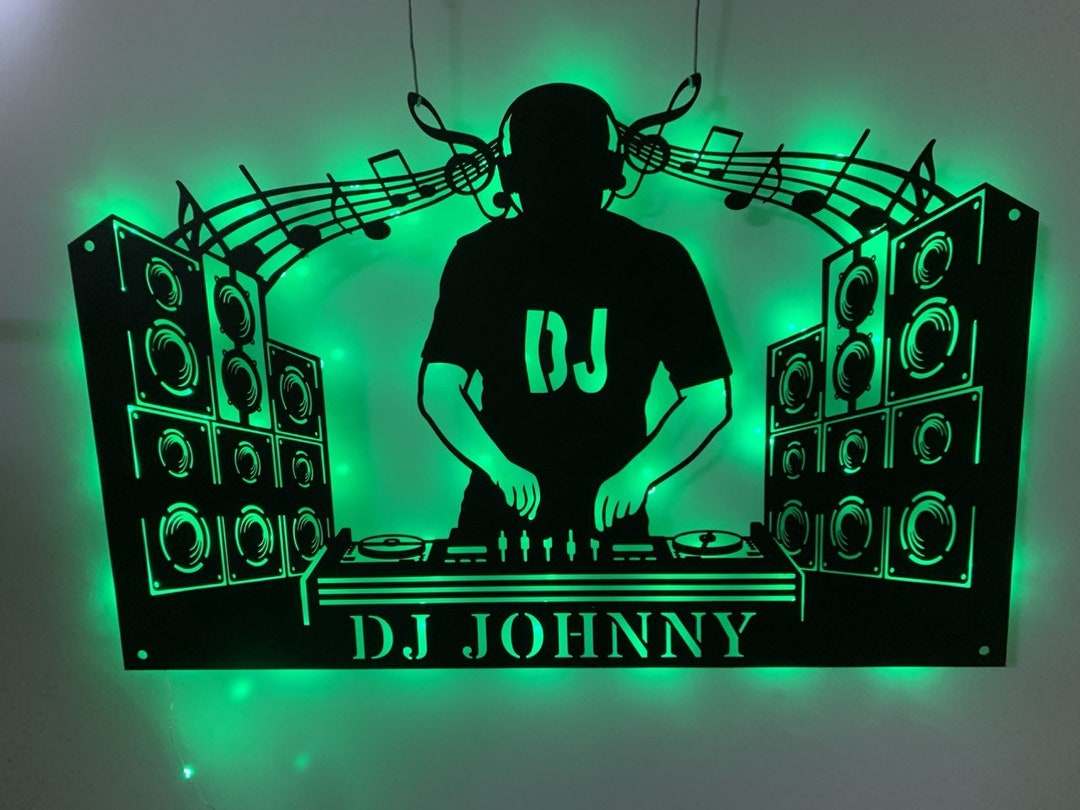 Personalized DJ Name Player Metal Sign With LED Lights, DJ Led Sign ...